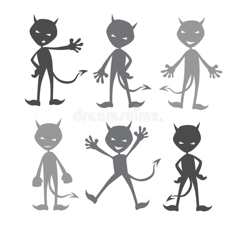 Devil vintage art set stock vector. Illustration of demon - 30791943