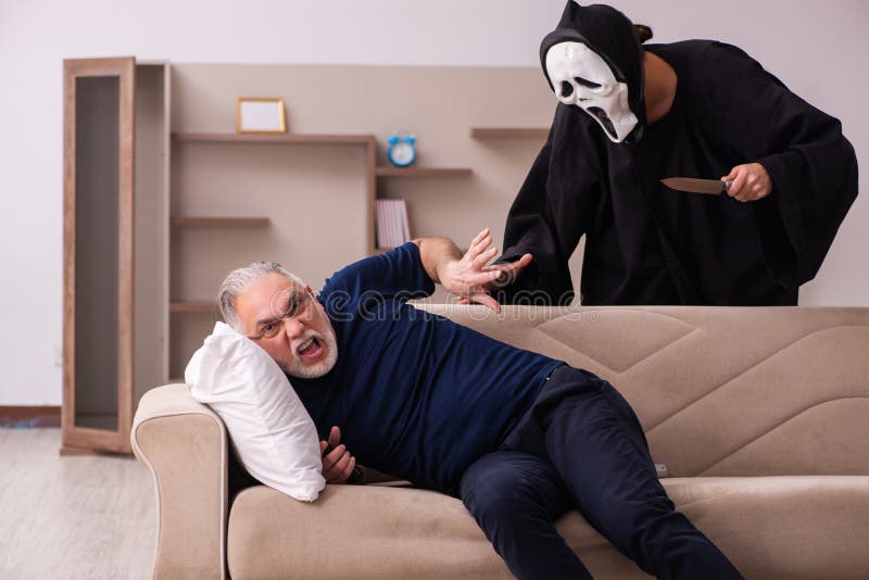 Devil Visting Old Dying Man at Home Stock Photo - Image of blood, death ...