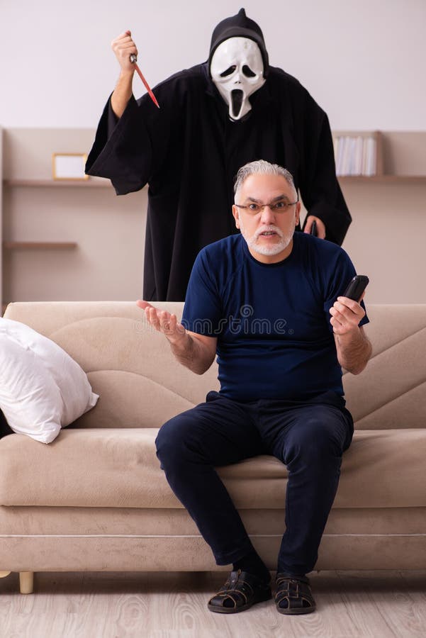 Devil Visting Old Dying Man at Home Stock Photo - Image of weird, evil ...