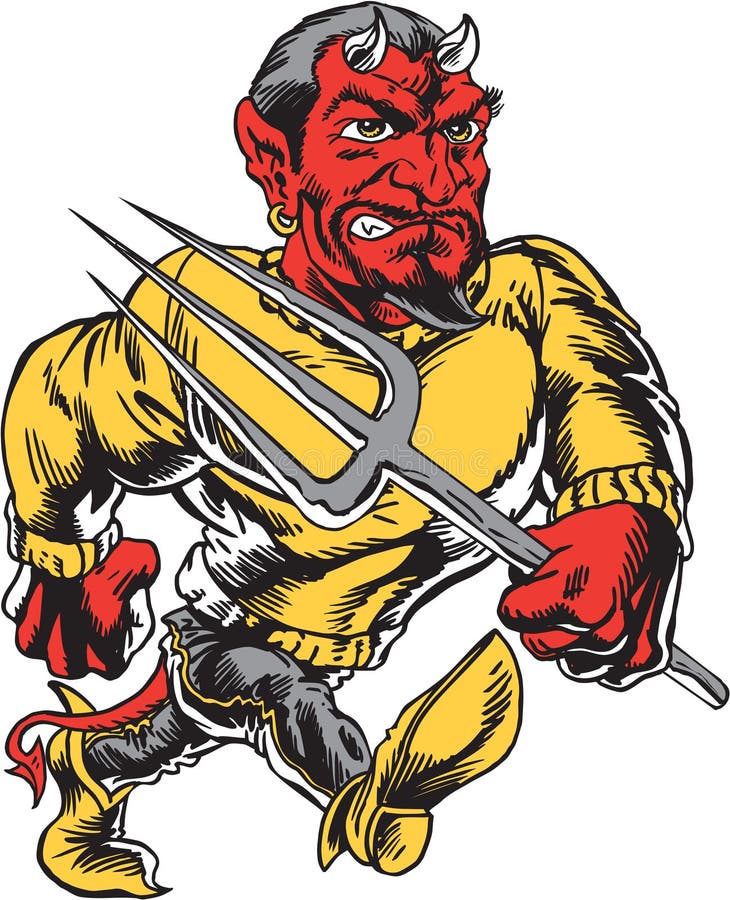 Devil Walking Tough Vector Illustration Stock Vector - Illustration of ...