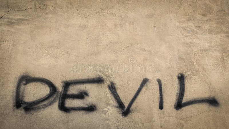 Devil on the wall stock photo. Image of letters, satan - 91436432