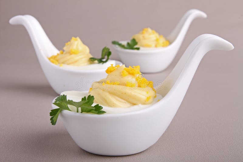 Appetizer, Spoon of Egg Deviled Stock Image - Image of yolk, hard: 18151807