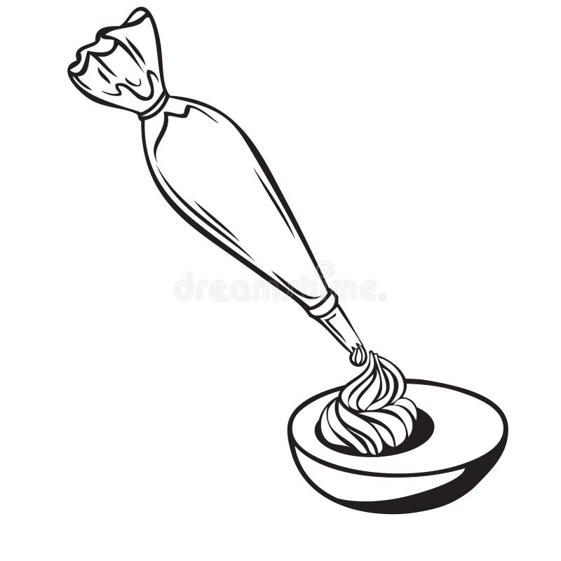 A Red Deviled Egg Cartoon Character Holding a Flaming Pitch Fork Stock ...