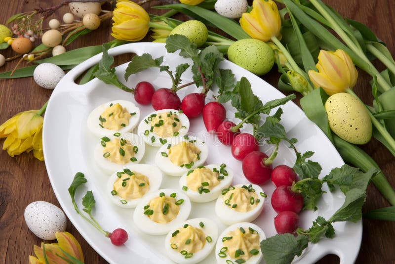 Happy Easter Deviled Eggs stock image. Image of holiday - 107270903
