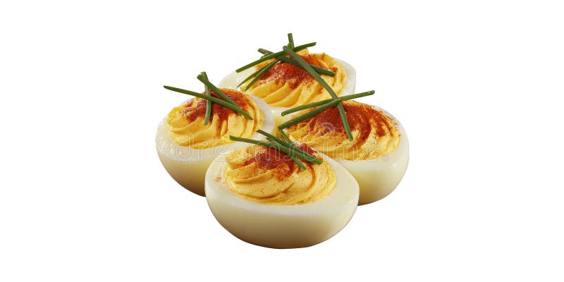 Deviled Eggs Garnished with Chives and Paprika. Classic Appetizer for ...