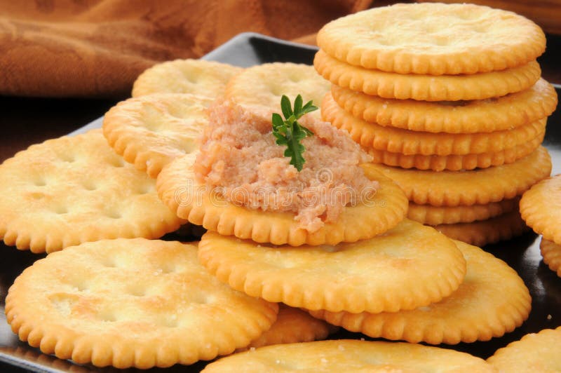 Deviled ham on crackers stock image. Image of snack, meat - 33441641