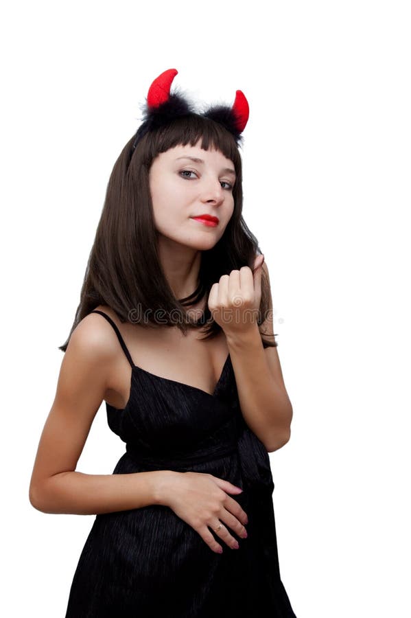 Devilish woman with horns stock image. Image of horns - 11209241