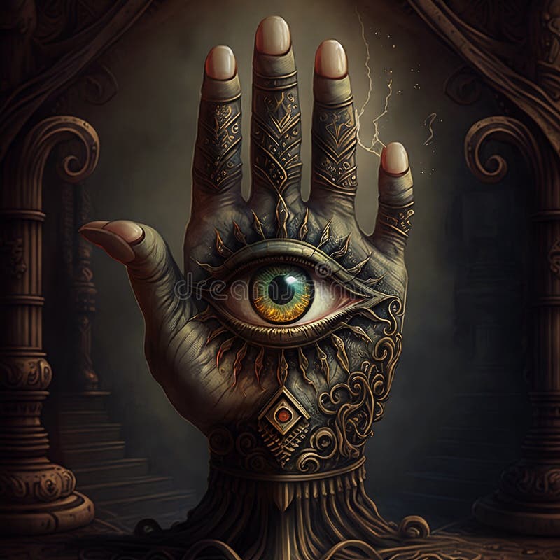 Devils Eye on Hand Digital Art Stock Illustration - Illustration of ...