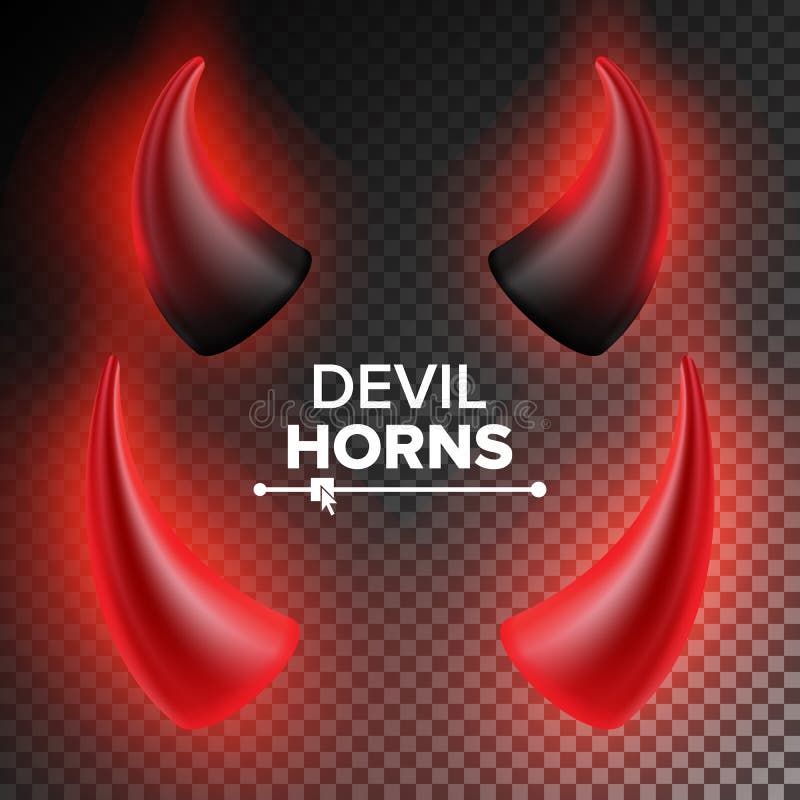 Devils Horns Vector. Red Luminous Horn. Realistic Red and Black Devil ...