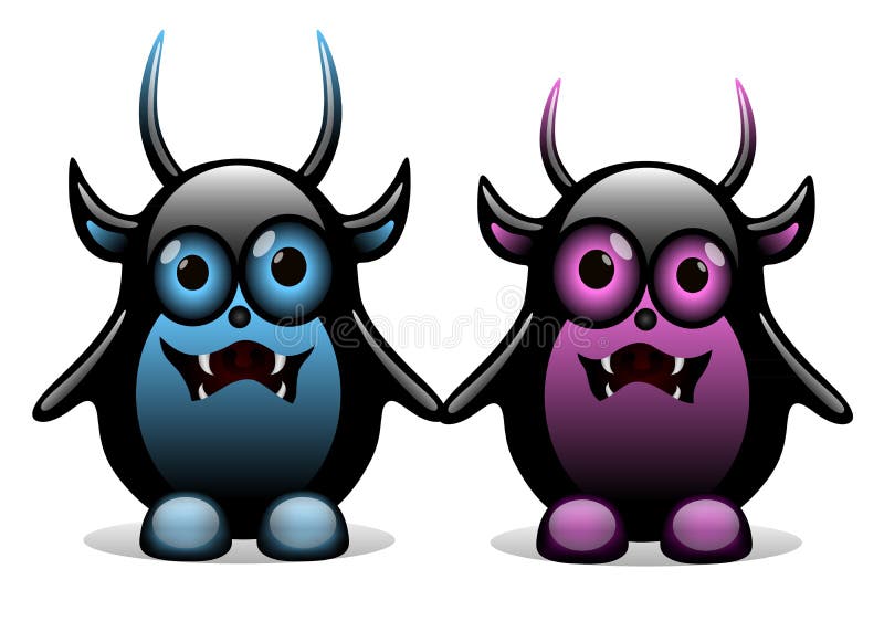 Devils in love stock vector. Illustration of good, blue - 34250354