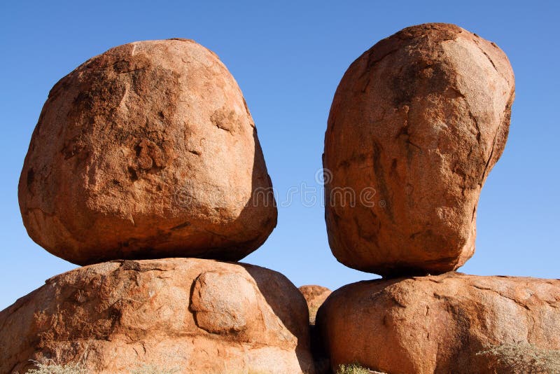 Red Rocks of Devils Marbles Stock Photo - Image of round, landscape ...