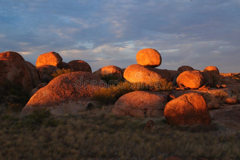 Devils Marbles Rock Formations at Karlu Karlu National Park Stock Photo ...