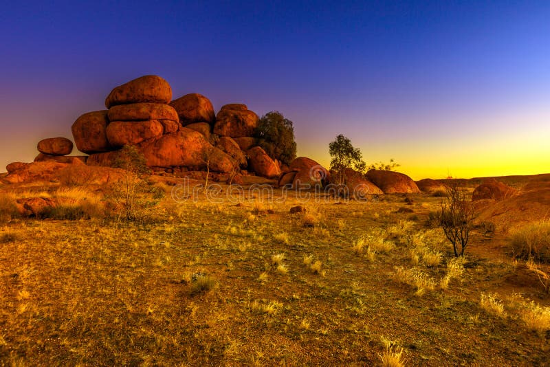 Devils Marbles sunset stock image. Image of conservation - 164941979