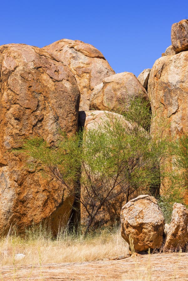 Devils Marbles rockface stock image. Image of front - 173432929