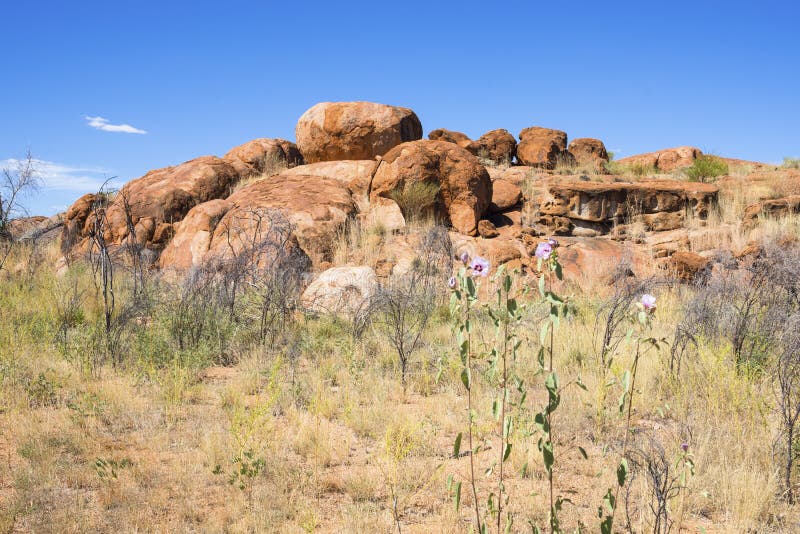 Devils Marbles - Round Rocks Stock Image - Image of bedrock, marbles ...