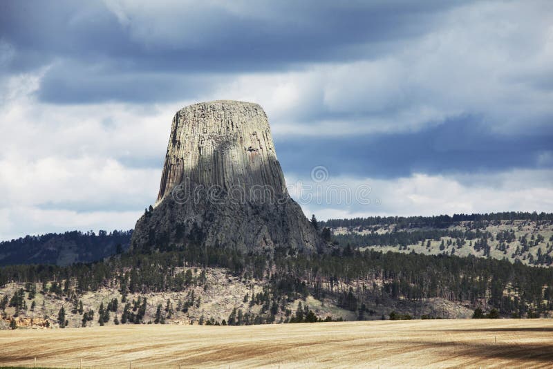 Devils Tower Geological Formation Stock Photo - Image of american ...