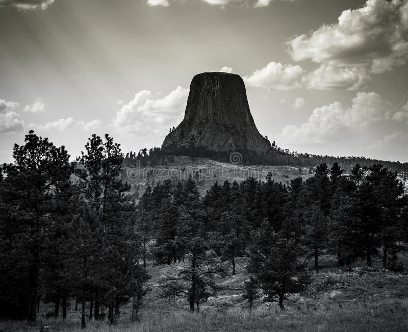 Devils Tower in Black and White, Devils Tower National Monument ...