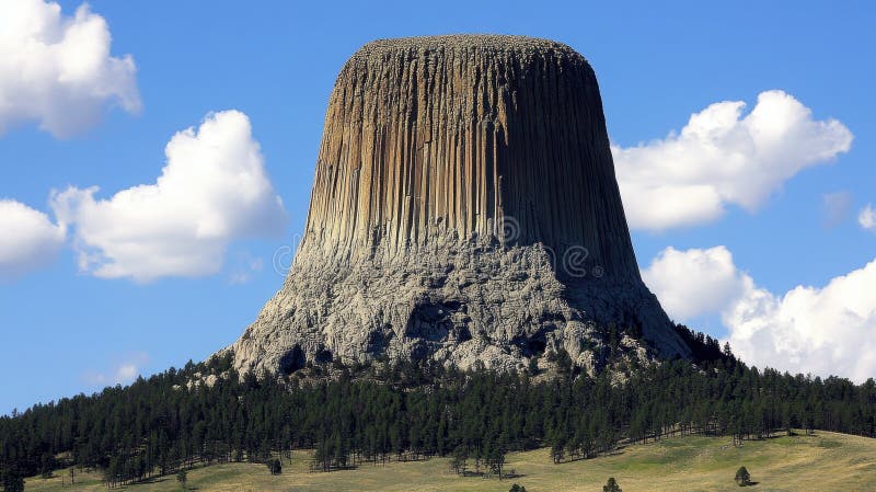 Devils Tower Monument: a Geological Marvel Against a Vibrant Sky Stock ...