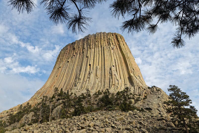 Devils Tower Summit through the Leaves Stock Photo - Image of summit ...