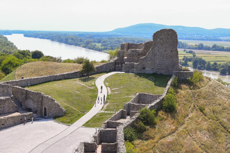 Devin Castle with River Behind Stock Image - Image of bratislava, boat ...