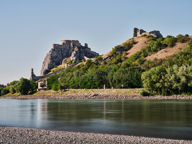 Devin Castle Ruins and Danube River Stock Image - Image of summer ...