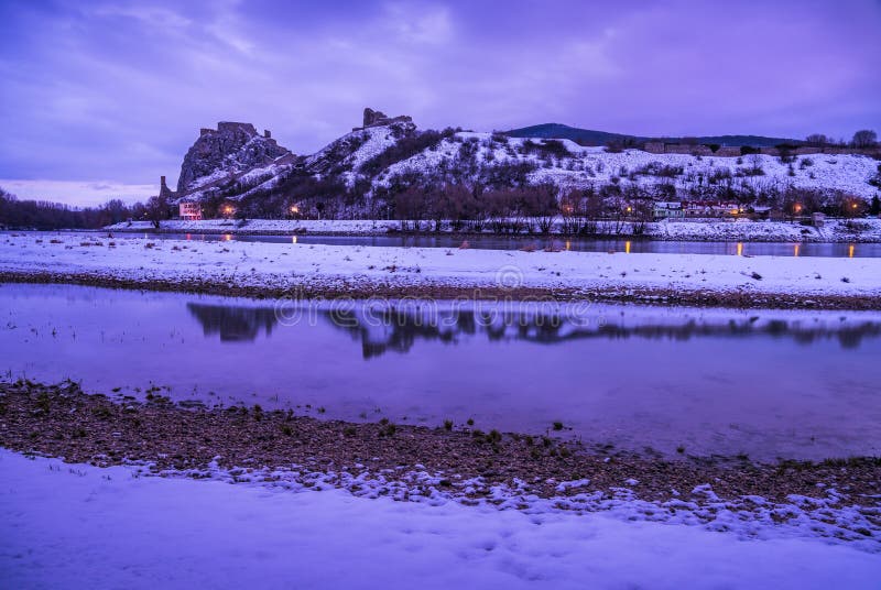 Devin Castle in the Twilight Stock Image - Image of castle, history ...