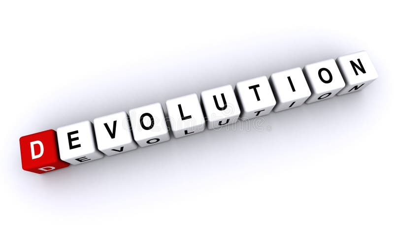 Devolution Word Block on White Stock Illustration - Illustration of ...