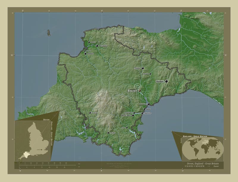 Devon, England - Great Britain. Wiki. Labelled Points of Cities Stock ...