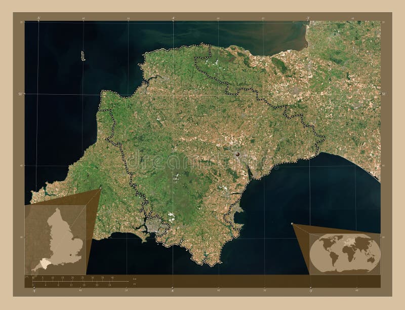 Devon, England - Great Britain. Low-res Satellite. Capital Stock ...
