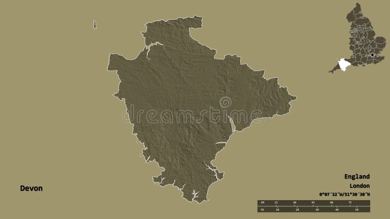 Devon, Administrative County of England, Zoomed. Administrative Stock ...