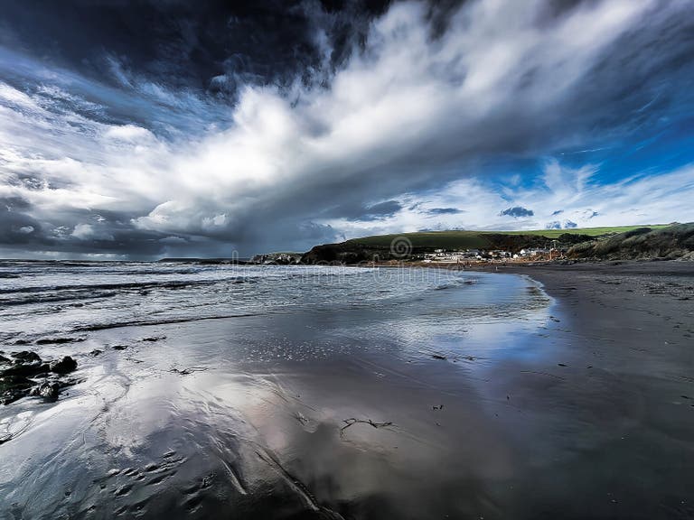 A Devon Beach in a Storm , Challaborough UK Stock Image - Image of ...