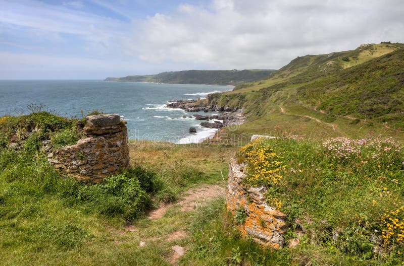 Devon coastline in spring stock image. Image of mattiscombe - 35323145