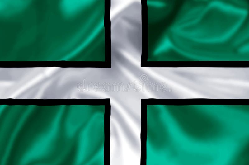 Devon 3D Waving Flag Illustration on Tiny Flagpole. Stock Illustration ...