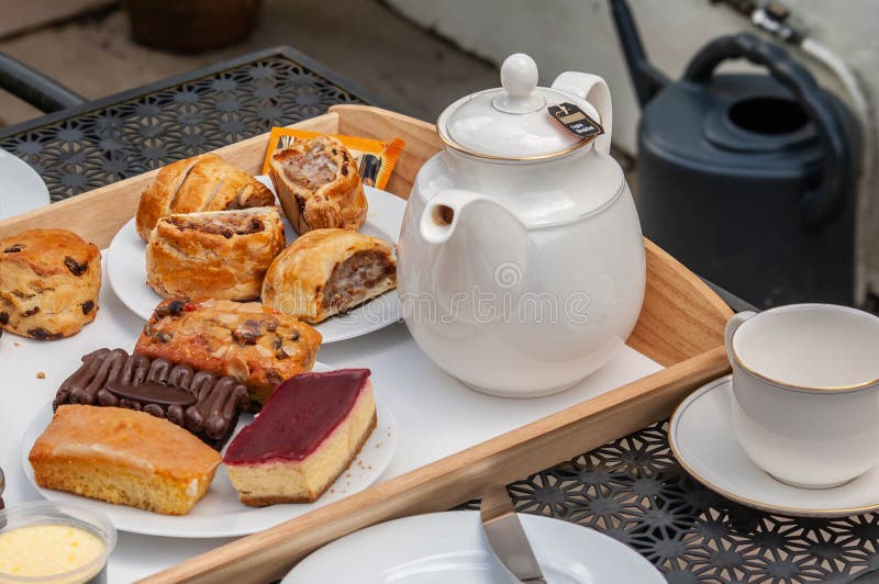 DEVON, ENGLAND- 25 June 2021: Afternoon Tea Selection in Devon ...