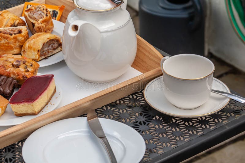 DEVON, ENGLAND- 25 June 2021: Afternoon Tea Selection in Devon ...