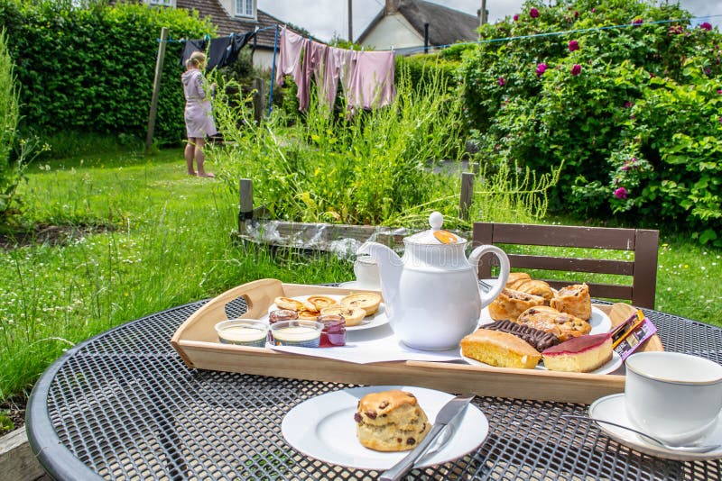 DEVON, ENGLAND- 25 June 2021: Afternoon Tea Selection in Devon ...