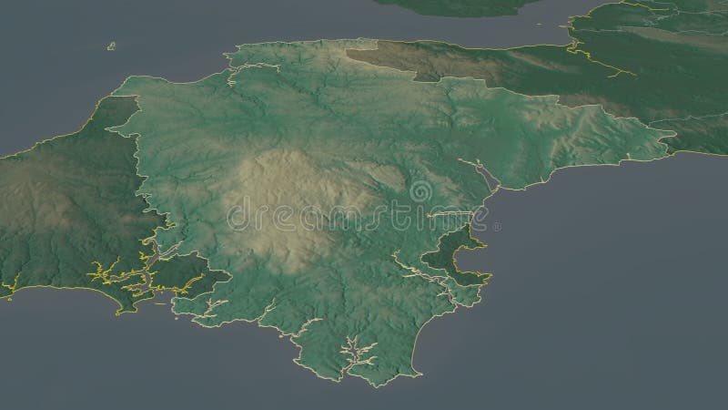 Devon, England - Outlined. Relief Stock Illustration - Illustration of ...