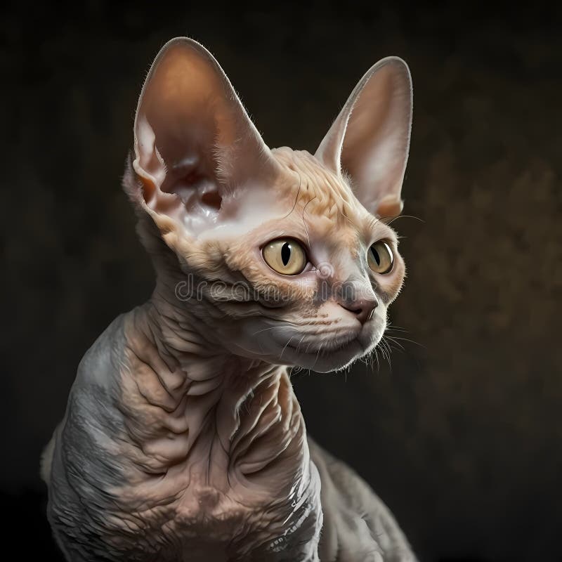 Devon Rex Cat. Generative AI Stock Illustration - Illustration of face ...