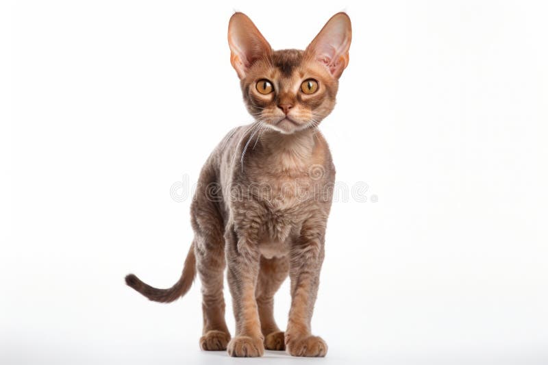 Devon Rex Cat Stands on a White Background Stock Illustration ...