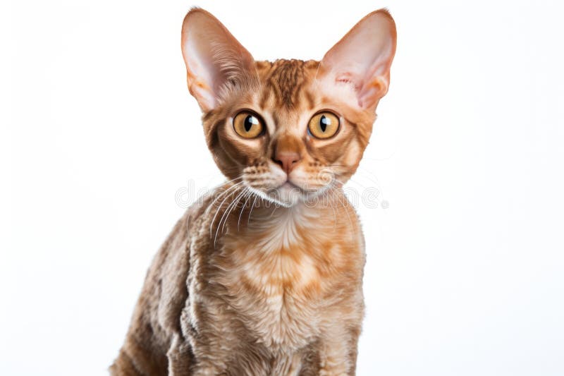 Devon Rex Cat Upright on a White Background Stock Illustration ...