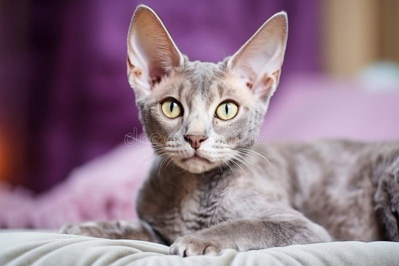Devon Rex Short Hair Cat Breed Known for Its Tall Ears and Sphynx Look ...