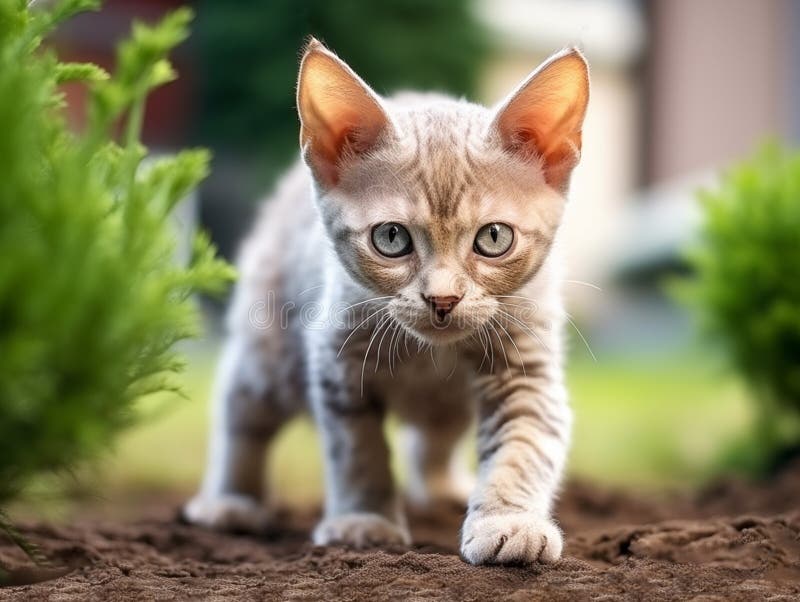 Devon Rex Short Hair Cat Breed Known for Its Tall Ears and Sphynx Look ...