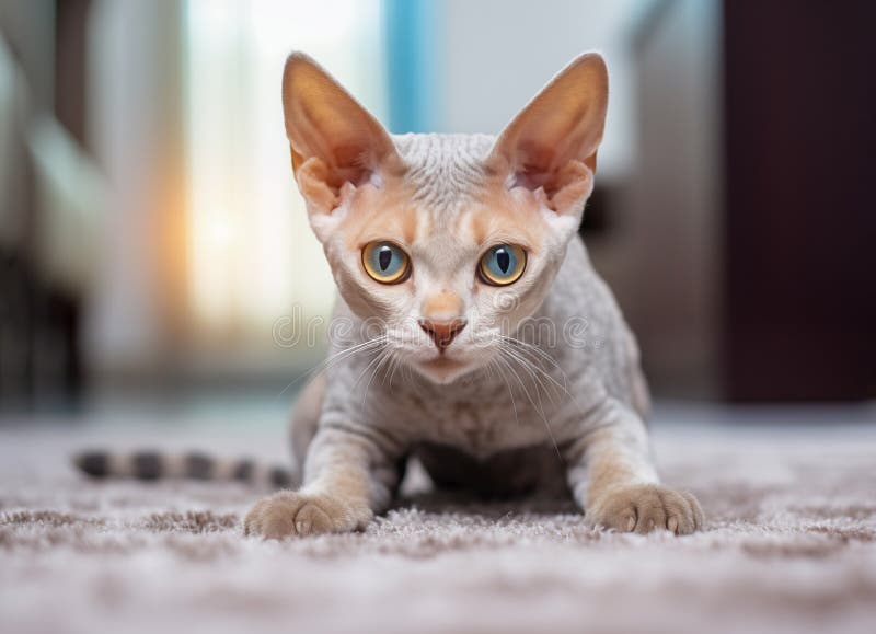 Devon Rex Short Hair Cat Breed Known for Its Tall Ears and Sphynx Look ...