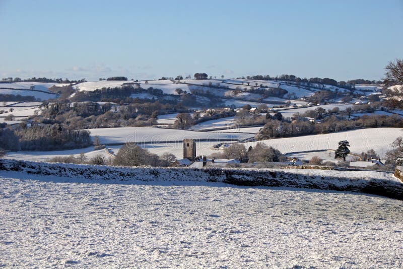 Devon in the snow stock photo. Image of village, church - 21074504