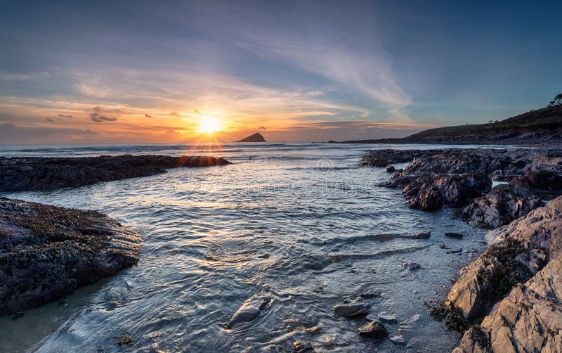 Devon Sunset stock afbeelding. Image of vrij, rotsachtig - 48356641