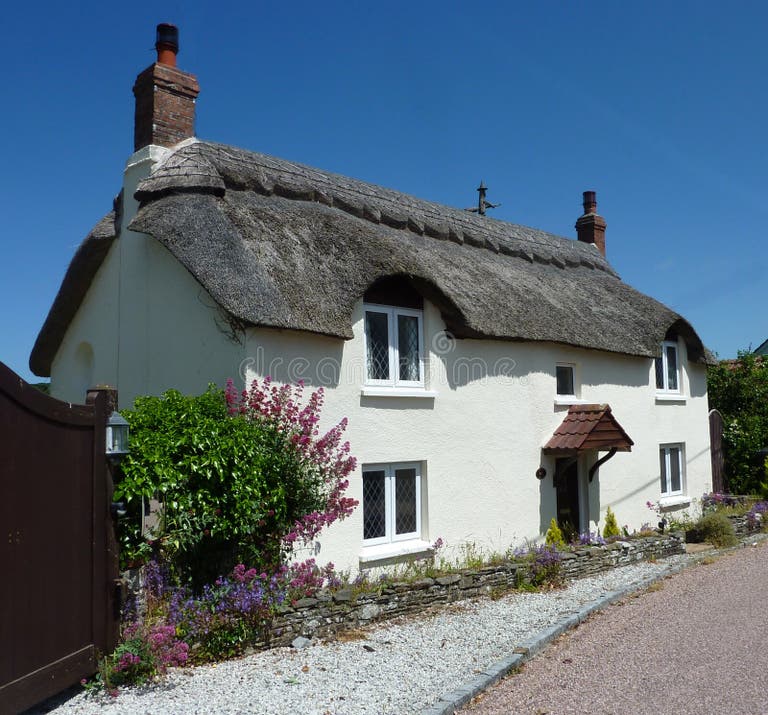 Devon Thatched Cottage stock image. Image of house, england - 15608689