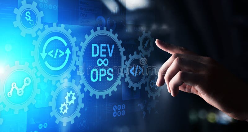 DevOps Agile Development Concept on Virtual Screen. Stock Image - Image of environment ...
