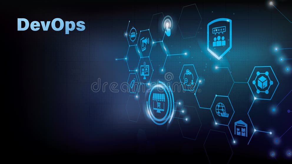 Devops Agile Development And Optimization Concept On Virtual Screen