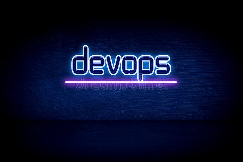 DevOps - Blue Neon Announcement Signboard Stock Photo - Image of neon ...