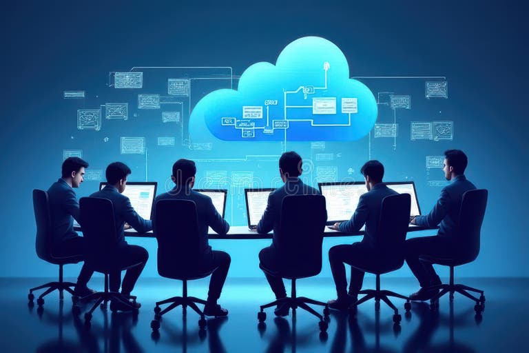 DevOps and Cloud Infrastructure Collaboration Stock Illustration ...